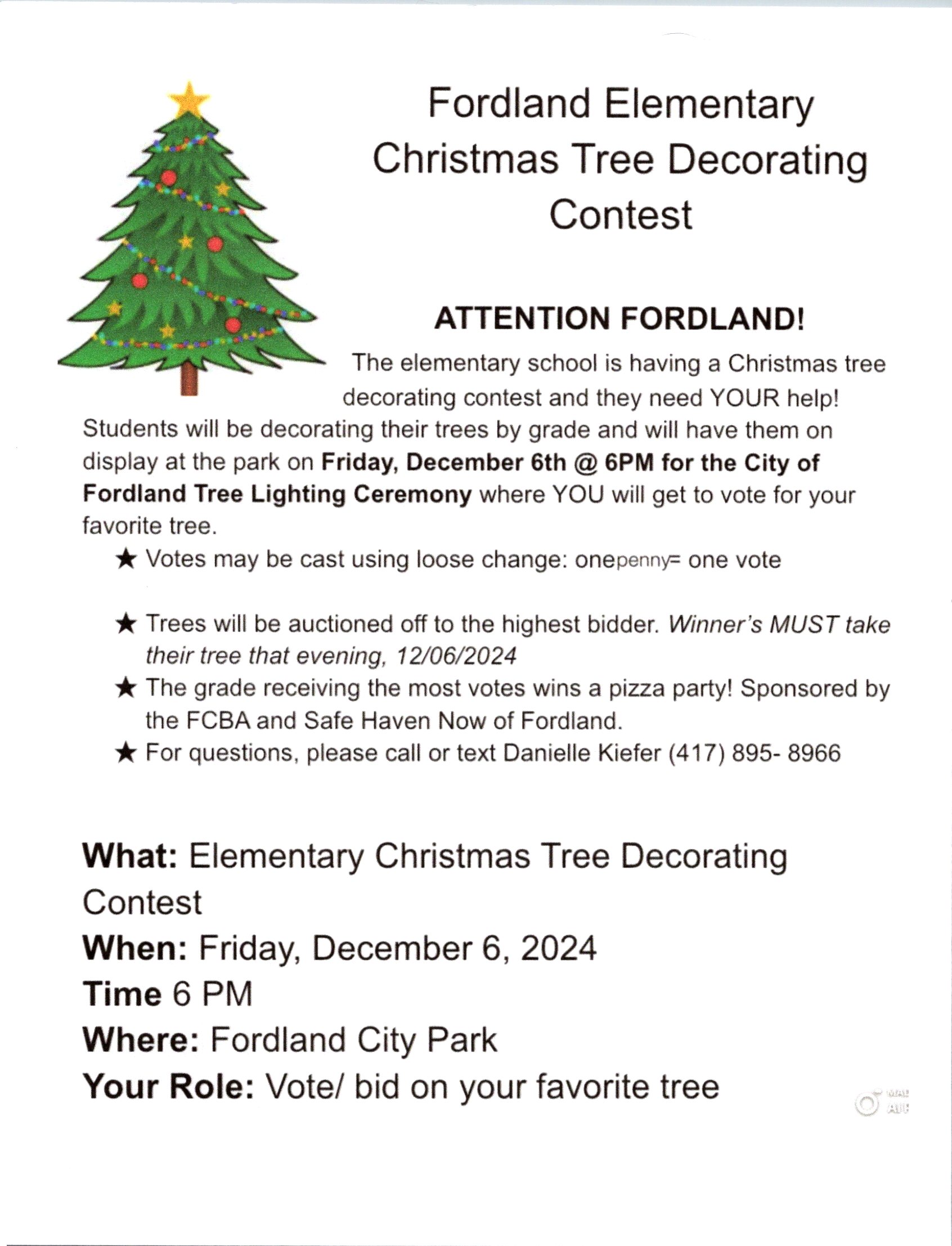 FORDLAND ELEMENTARY CHRISTMAS TREE DECORATING CONTEST - City of Fordland